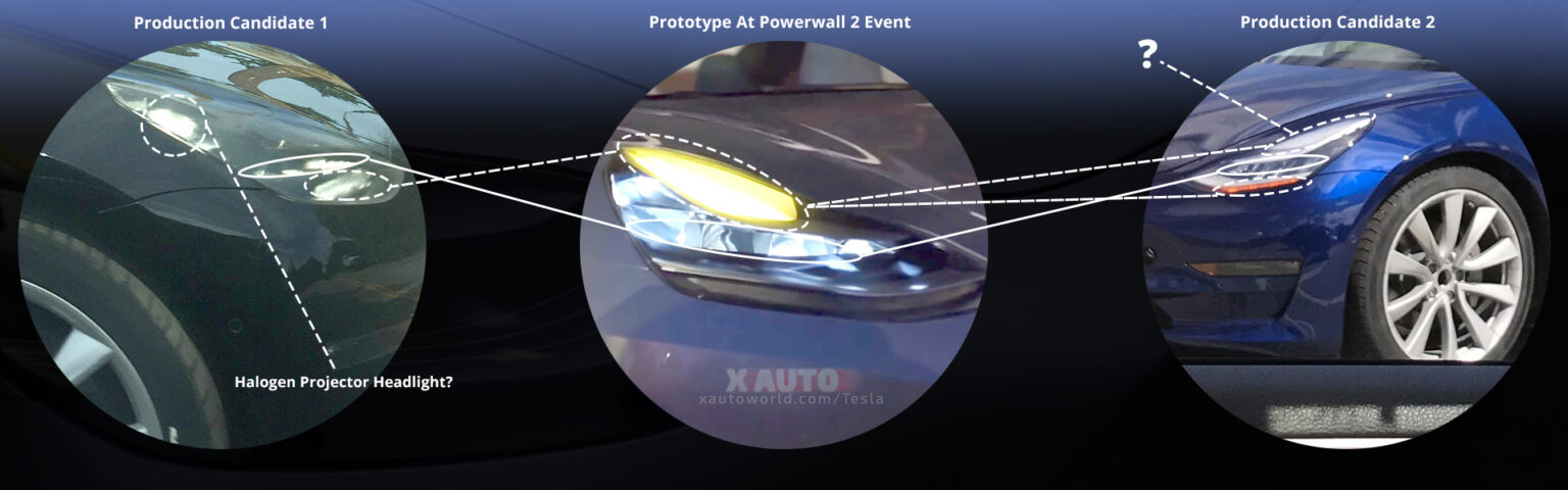 Model 3 Headlights - Comparing From Prototype To Production Candidates