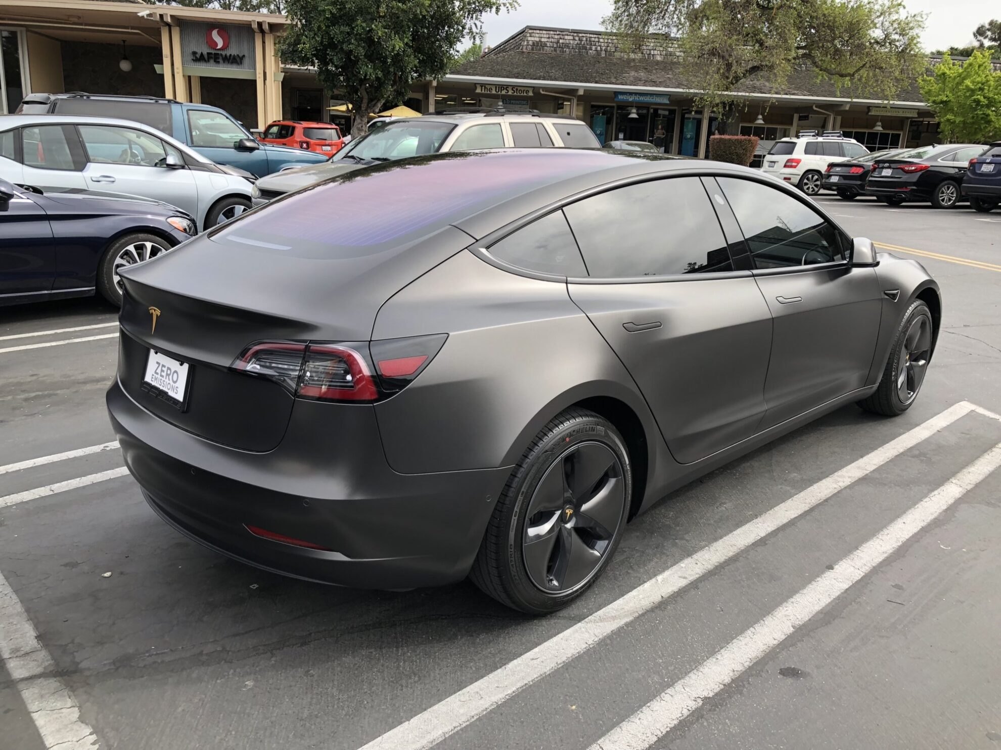 This satin gray 3M wrap turns Tesla Model 3 into a rock star