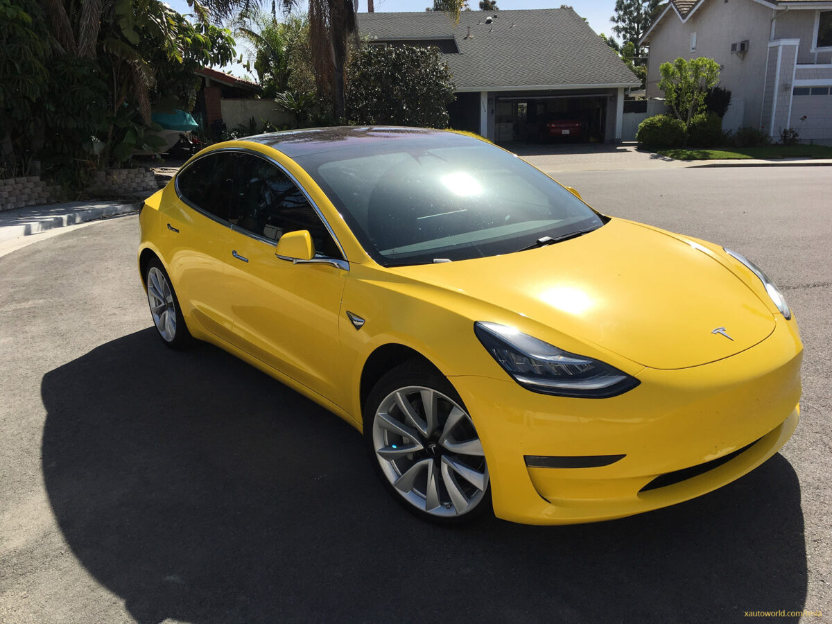 Yellow Tesla Model 3 that rocked 'reddit' now with tinted windows and ...