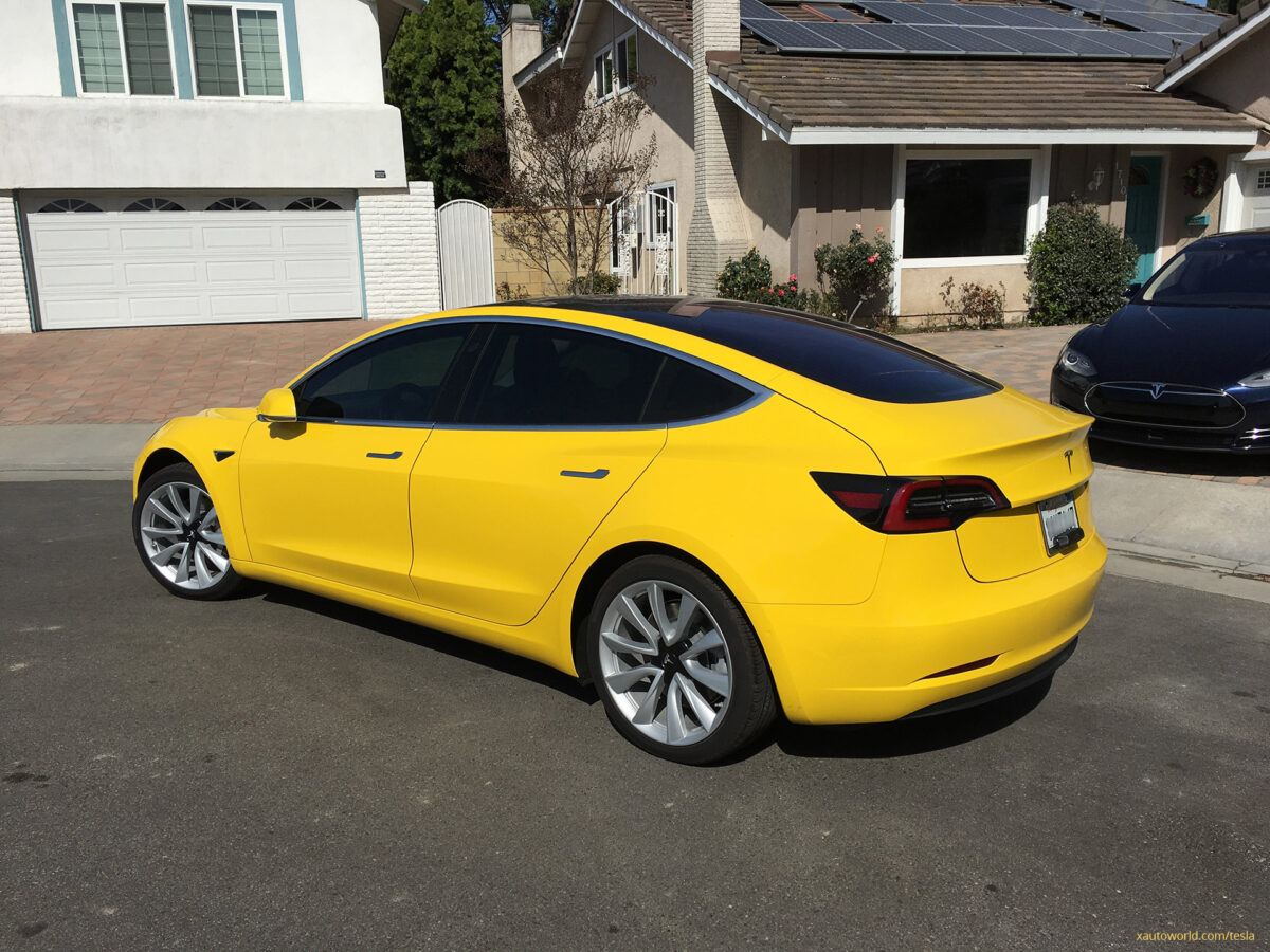 Yellow Tesla Model 3 that rocked 'reddit' now with tinted windows and ...