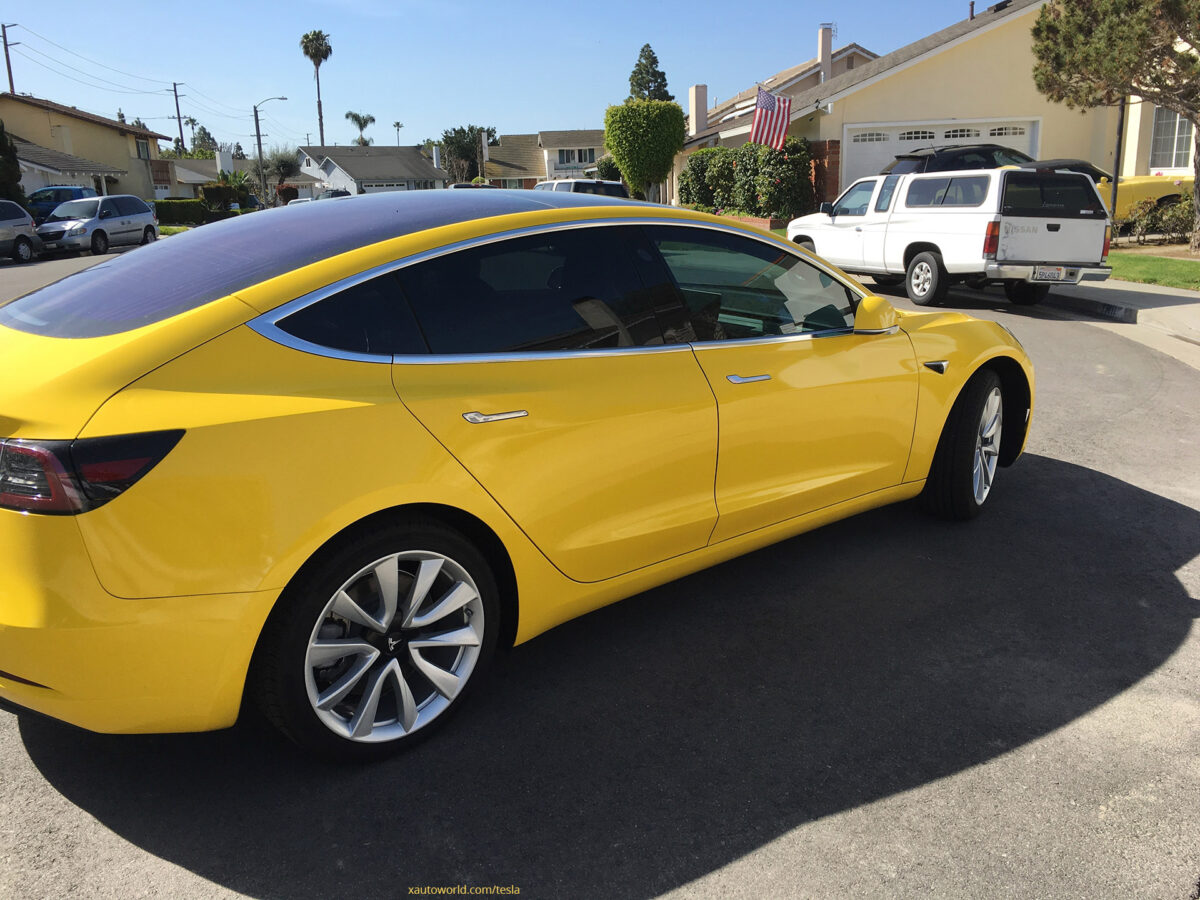 Yellow Tesla Model 3 that rocked 'reddit' now with tinted windows and ...