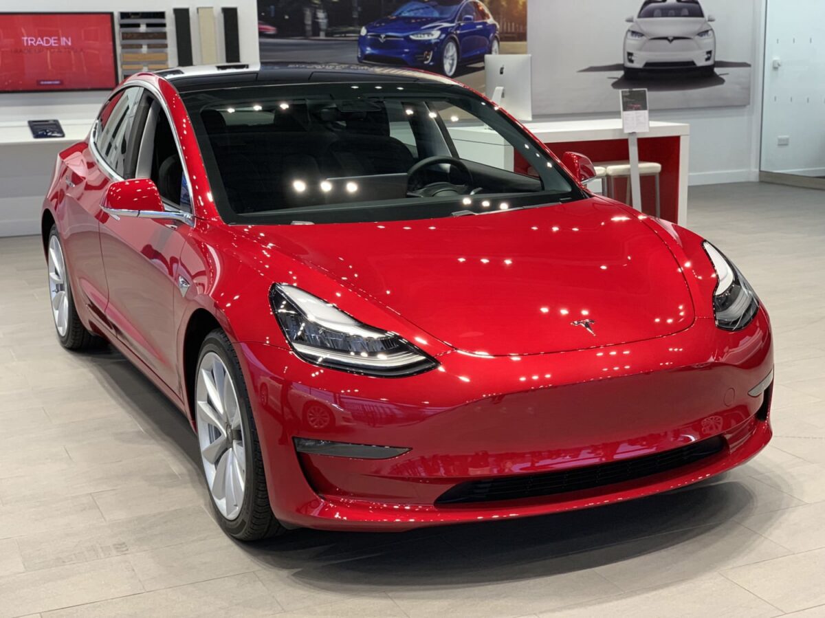 First Tesla Model 3 reaches UK for display at the Park Royal Tesla ...